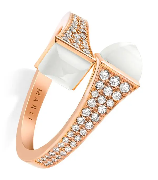 MARLI NEW YORK Diamond And Agate Cleo Ring - Rose Gold