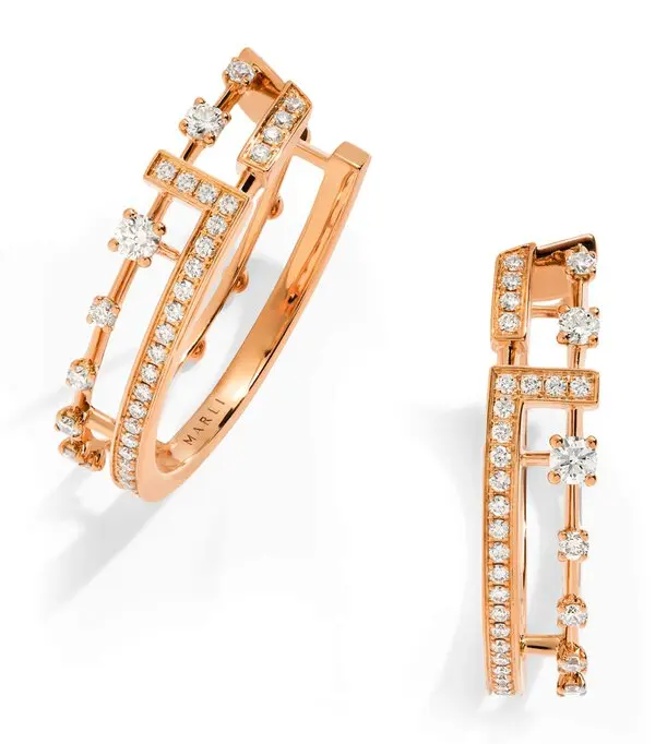MARLI NEW YORK Avenues Diamond Hoop Earrings - Rose Gold