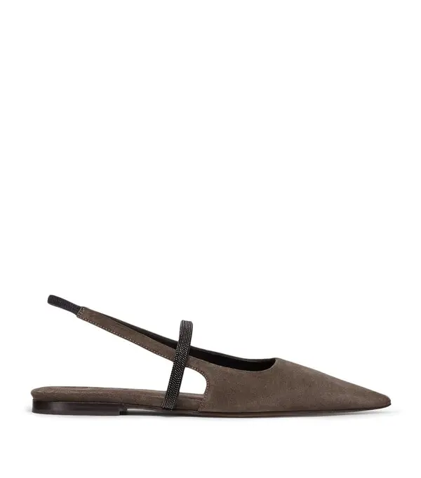 Brunello Cucinelli Suede Slingback Flats