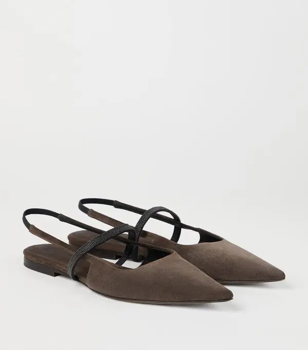 Brunello Cucinelli Suede Slingback Flats