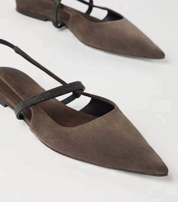 Brunello Cucinelli Suede Slingback Flats
