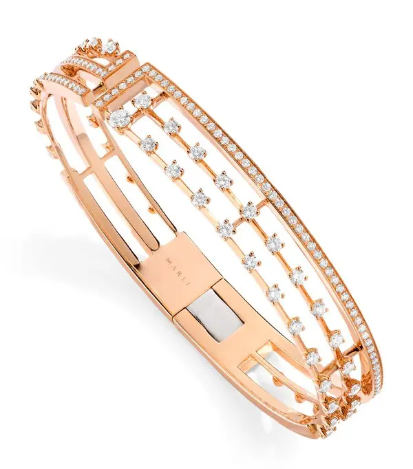 MARLI NEW YORK Small Diamond Avenues Bangle - Rose Gold