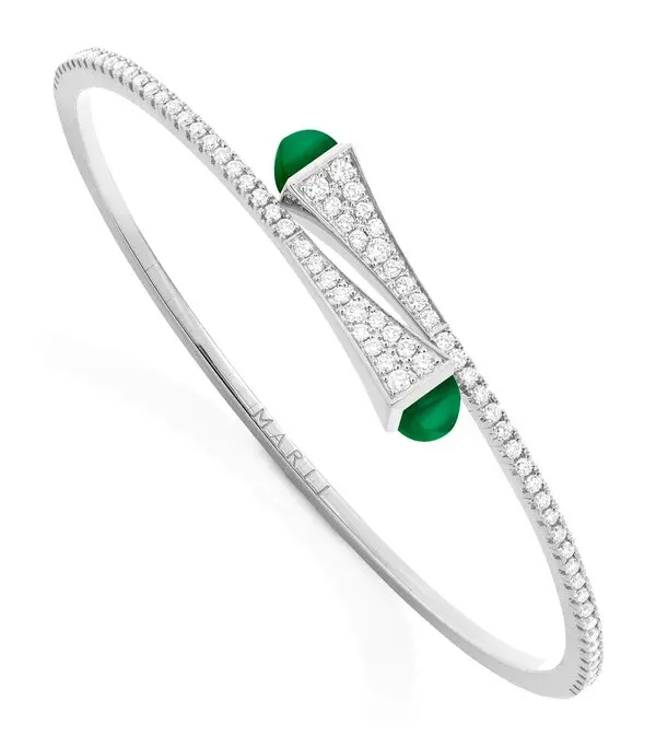 MARLI NEW YORK Gold, Diamond And Agate Cleo Slip-on Bracelet - White