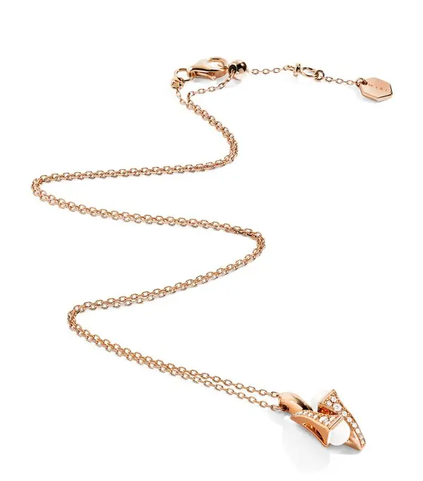MARLI NEW YORK Diamond And White Agate Cleo Pendant Necklace - Rose Gold