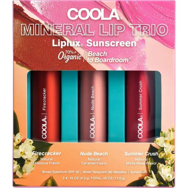 COOLA® Mineral Liplux® Spf 30 Organic Tinted Lip Balm Trio $54 Value - No Color