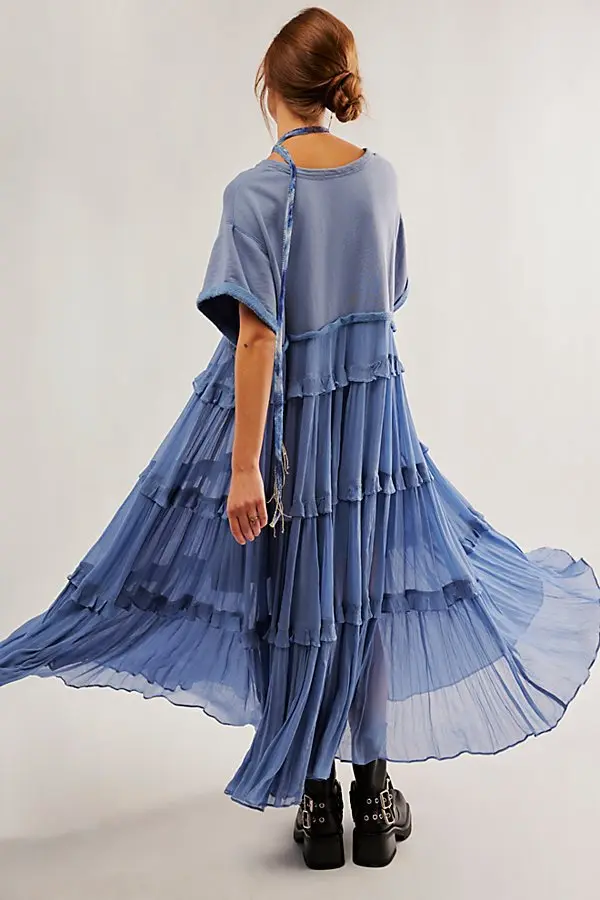 free people stacy midi dress Free People Stacy Midi Dress In Denim Grey - 34% Off
