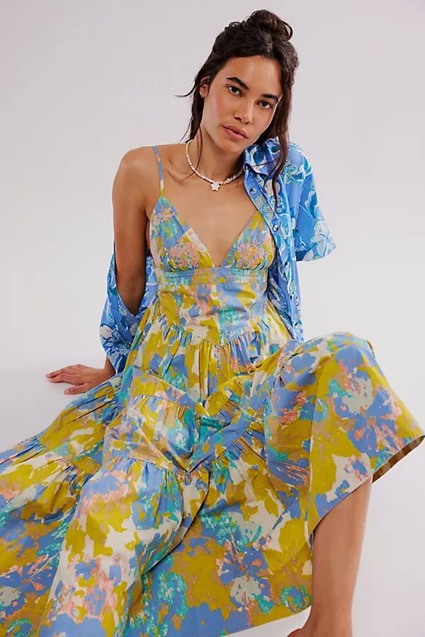 free people long love midi dress Free People Long Love Midi Dress In Tea Combo - 58% Off