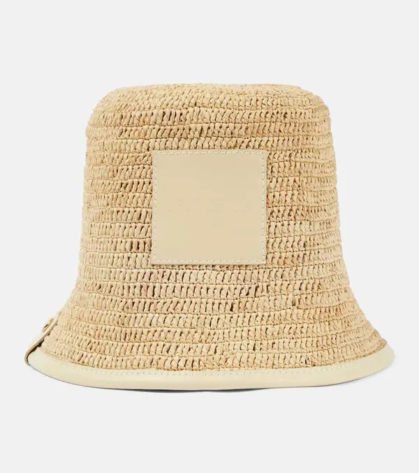 Jacquemus Le Bob Soli Raffia Bucket Hat - White