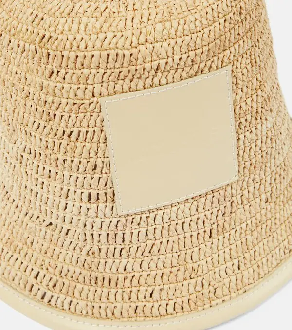 Jacquemus Le Bob Soli Raffia Bucket Hat - White