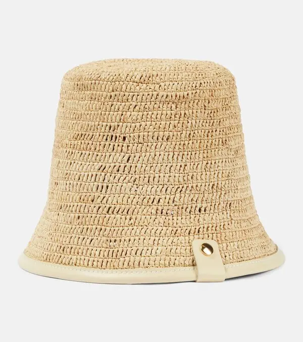 Jacquemus Le Bob Soli Raffia Bucket Hat - White
