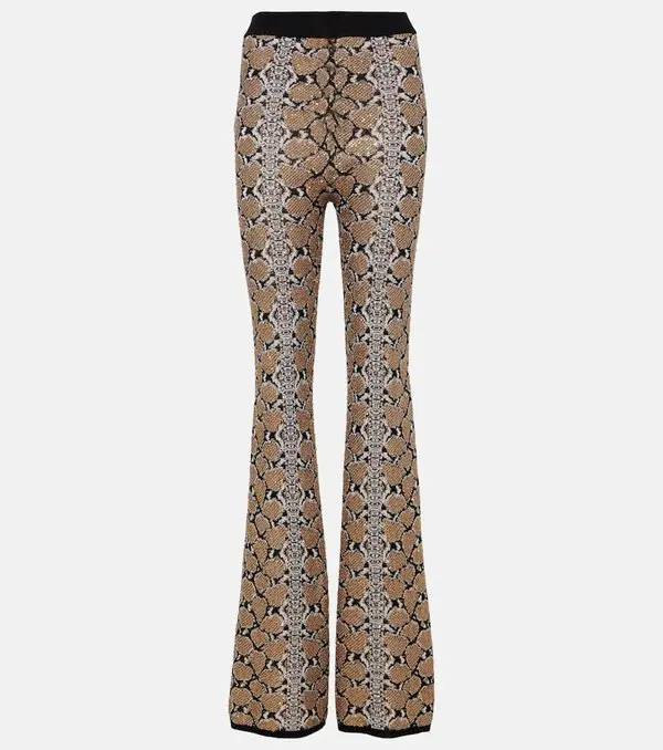Balmain Snake-print Flared Trousers