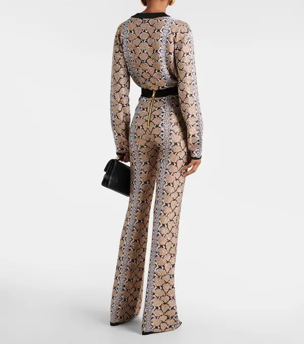 Balmain Snake-print Flared Trousers