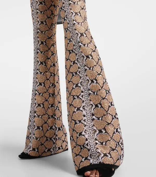 Balmain Snake-print Flared Trousers