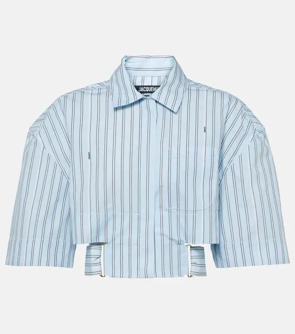 Jacquemus La Chemise Courte Bari Striped Cotton Shirt