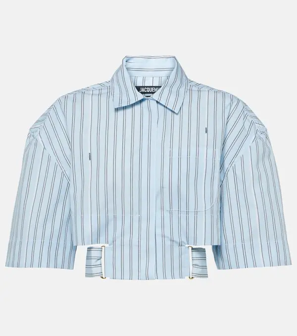 Jacquemus La Chemise Courte Bari Striped Cotton Shirt - Blue