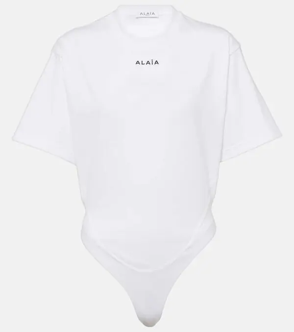 Alaïa Fluid Cotton Jersey Bodysuit