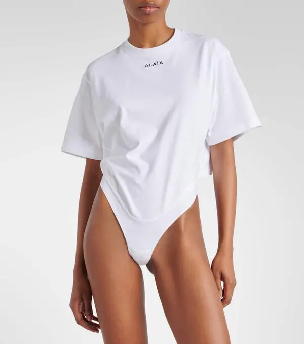 Alaïa Fluid Cotton Jersey Bodysuit