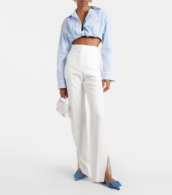 Jacquemus La Chemise Bahia Courte Striped Top - Blue