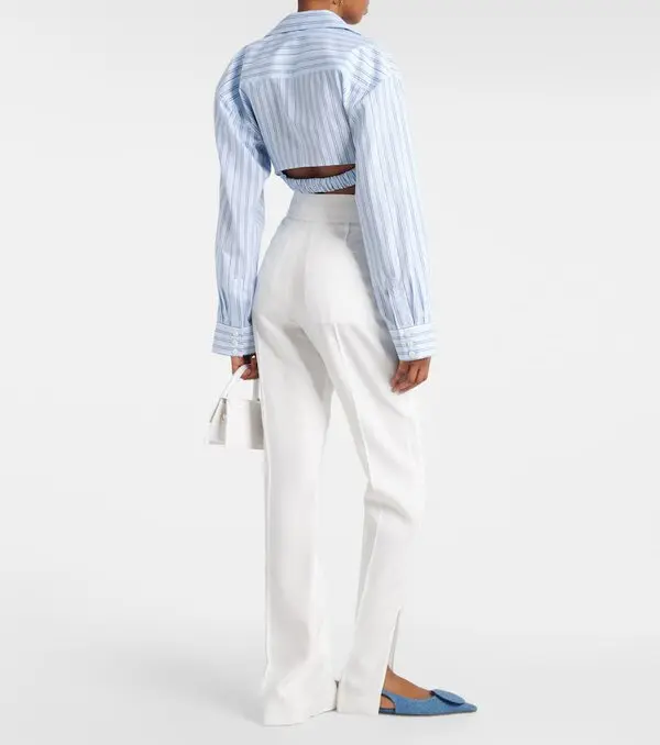 Jacquemus La Chemise Bahia Courte Striped Top - Blue