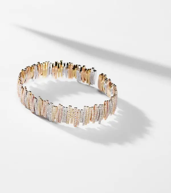 SUZANNE KALAN 18kt Tri-gold Diamond Bangle - Multicoloured