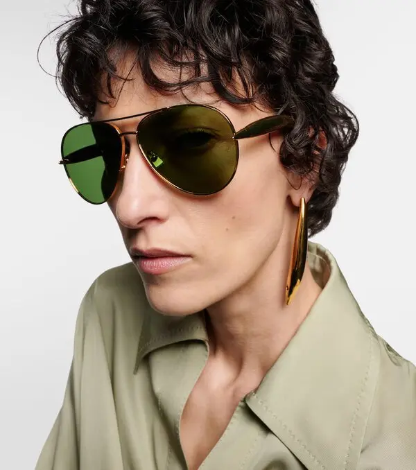 Bottega Veneta Sardine Aviator Sunglasses - Gold