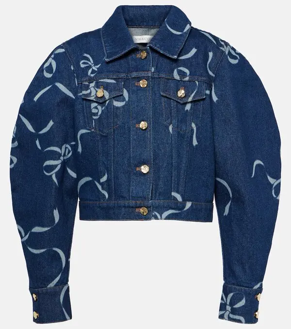 Nina Ricci Printed Denim Trucker Jacket - Blue