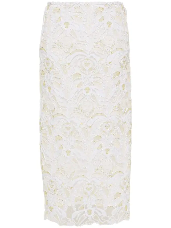 Fabiana Filippi Embroidered Open-knit Midi Skirt