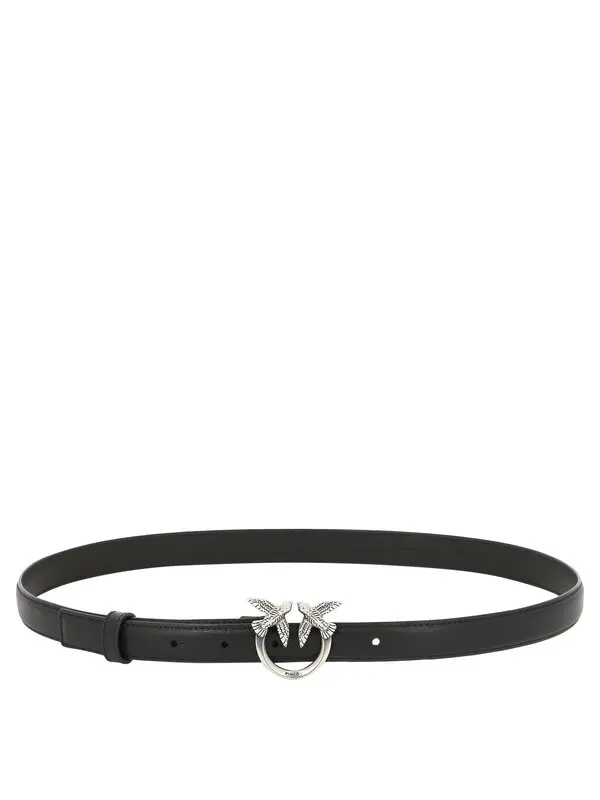 Pinko Love Berry Leather Belt - Black