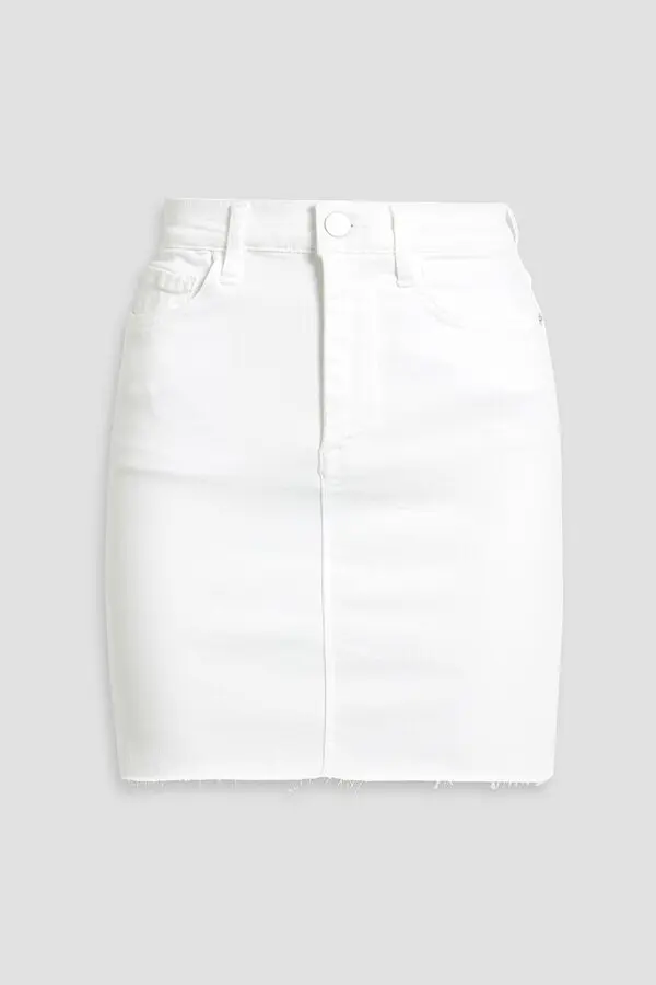FRAME Frayed Denim Mini Skirt - White