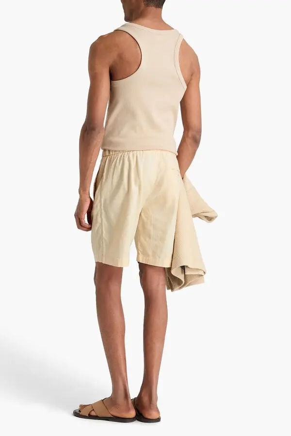 Frescobol Carioca Felipe Herringbone Linen And Cotton-blend Drawstring Shorts - Cream