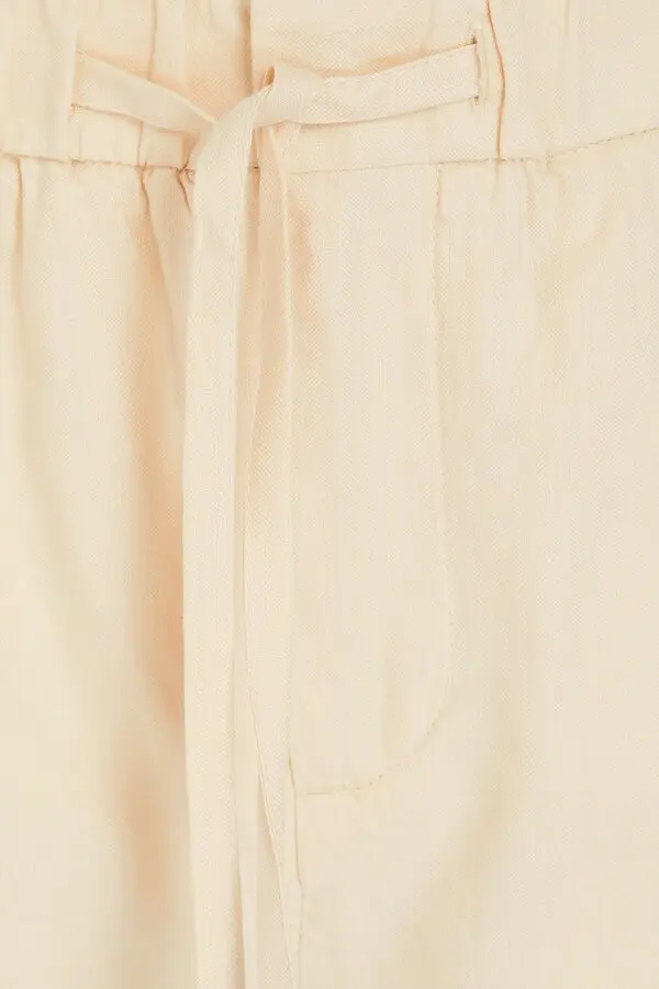 Frescobol Carioca Felipe Herringbone Linen And Cotton-blend Drawstring Shorts - Cream
