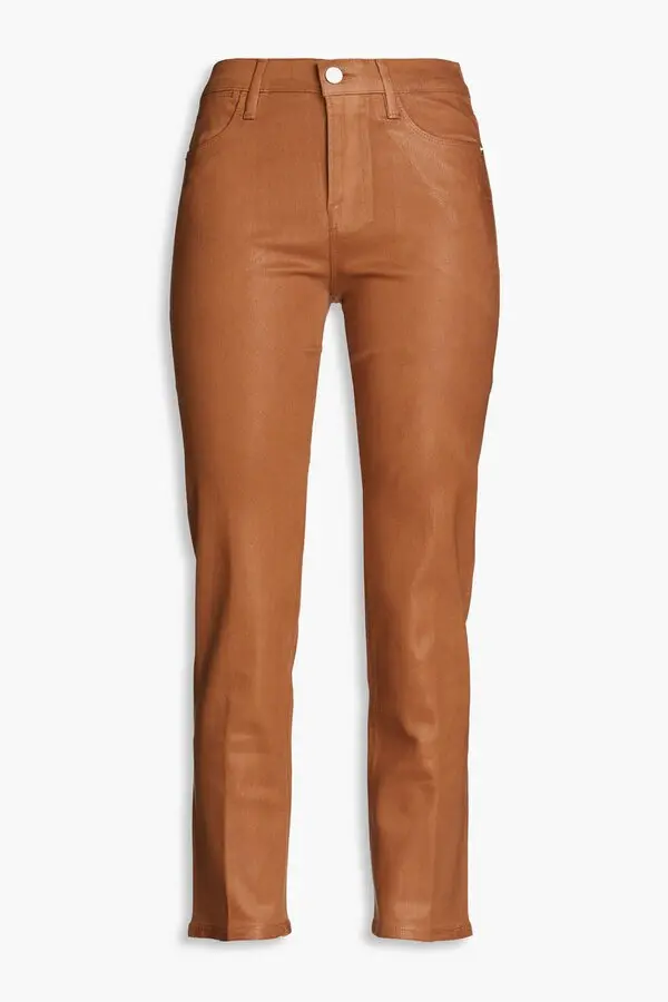 FRAME Le High Cropped Coated Straight-leg Jeans