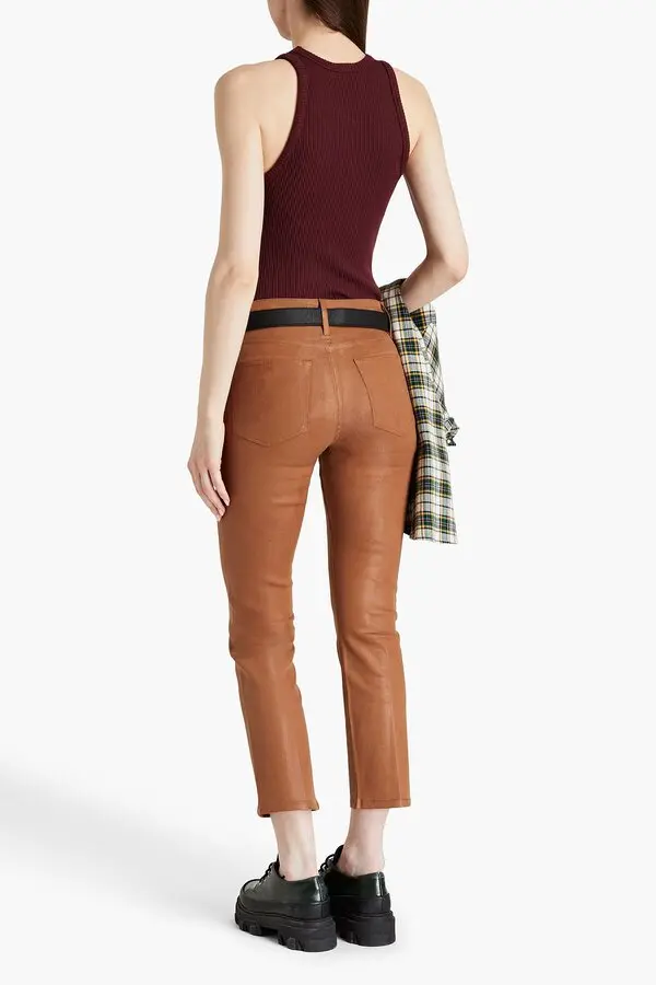 FRAME Le High Cropped Coated Straight-leg Jeans