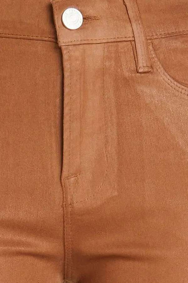 FRAME Le High Cropped Coated Straight-leg Jeans
