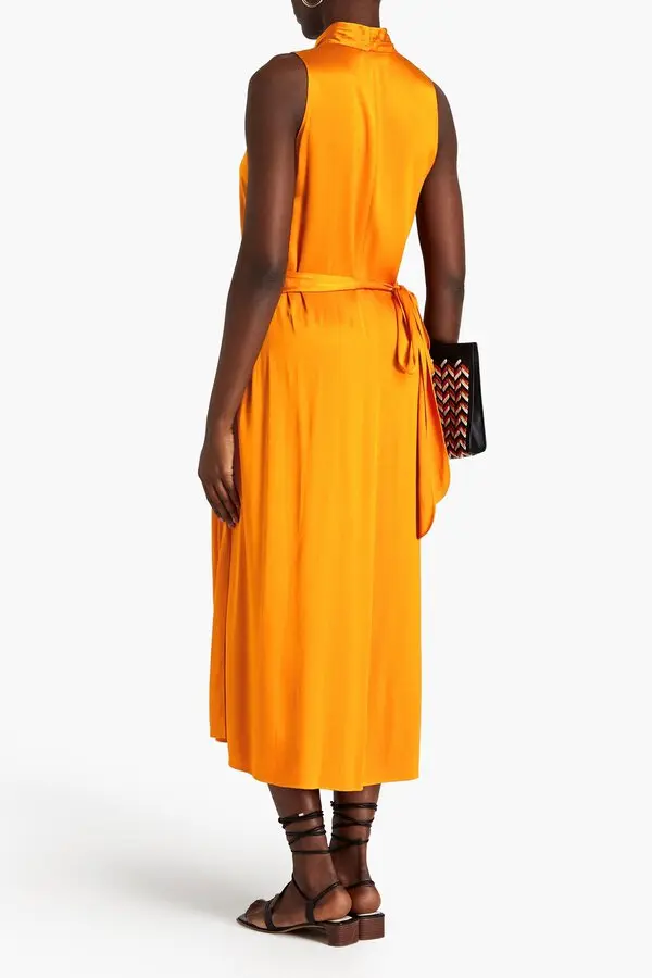 Vince Draped Satin-crepe Midi Wrap Dress