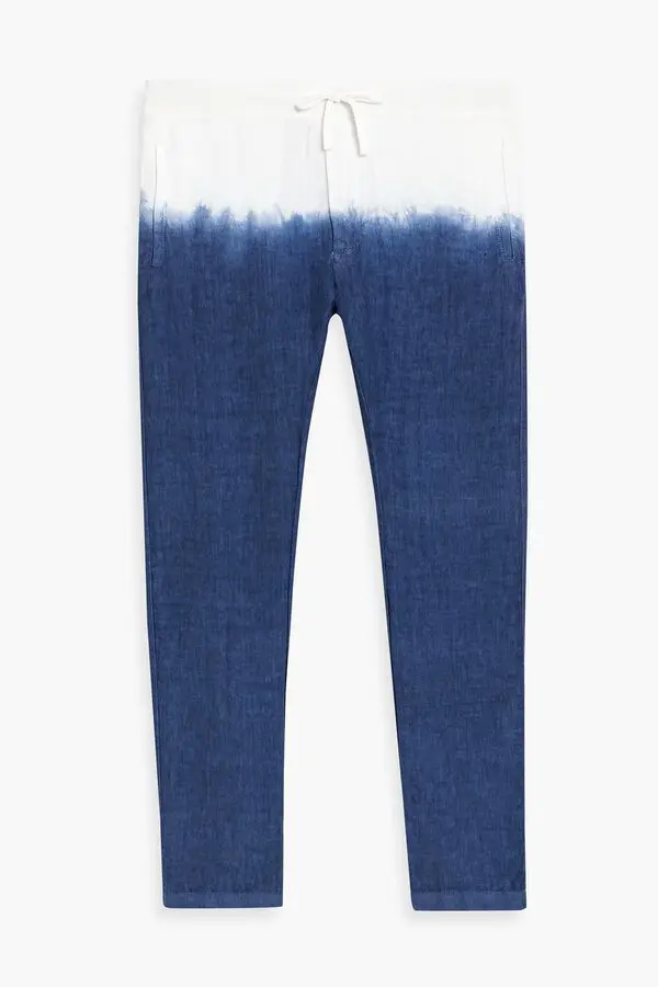 120% Lino Dip-dyed Linen-cotton Blend Pants - Navy