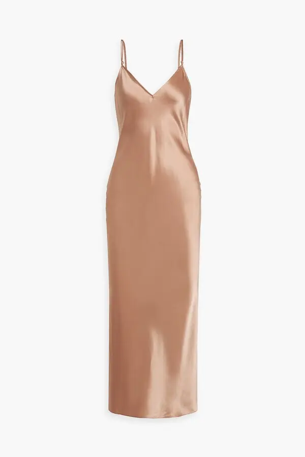 frame satin slip dress FRAME Pleated Georgette And Satin Maxi Dress