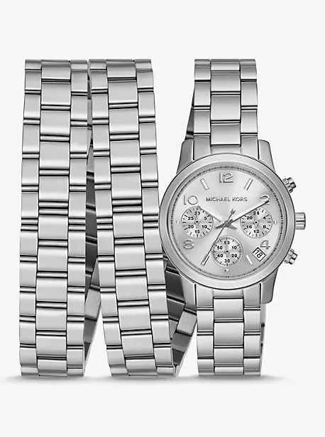 Michael Kors Runway Rhodium-plated Stainless Steel Triple Wrap Link Watch - Silver