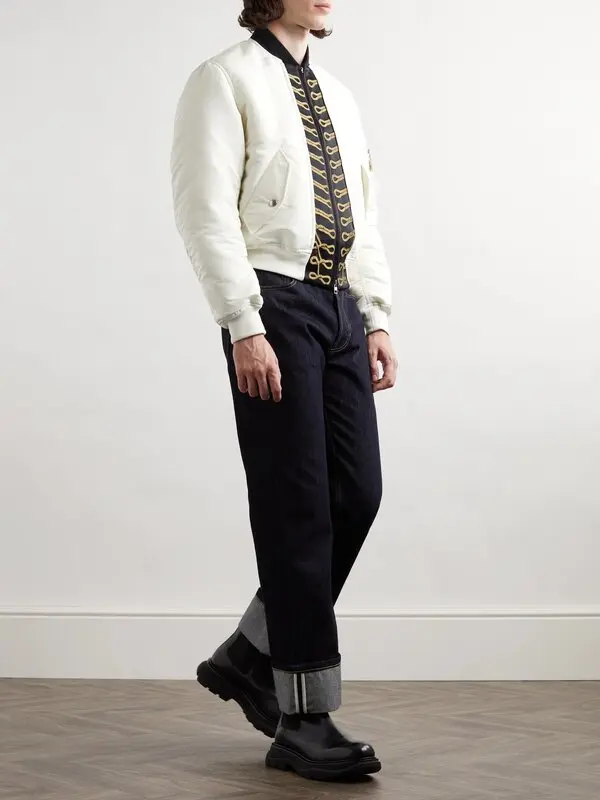 Alexander Mcqueen Embroidered Shell Bomber Jacket - White
