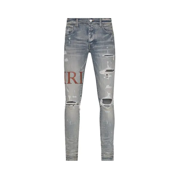Amiri Leather Stitch Logo Jeans