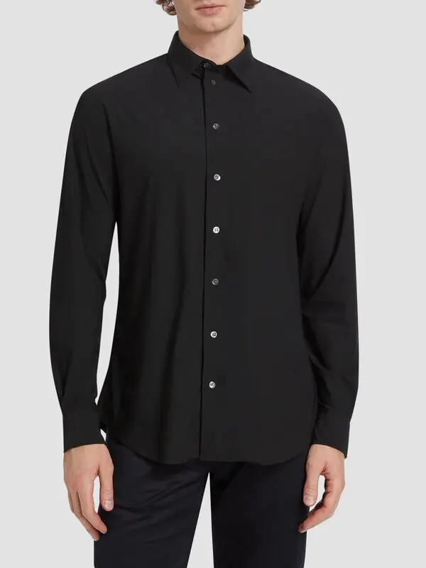 Emporio Armani Stretch Button-front Shirt - Black