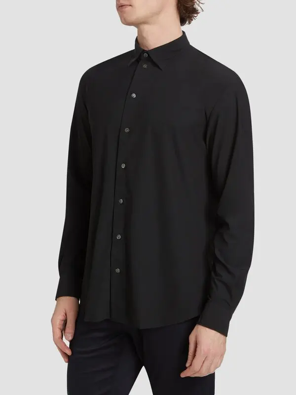 Emporio Armani Stretch Button-front Shirt - Black