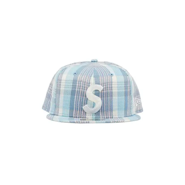 Supreme Metallic Plaid S Logo New Era Cap - Blue
