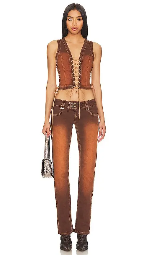 JADED LONDON Slim Bootcut Stretch Jeans In Orange