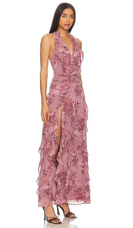 slim fit dress slacks Women's Purple Carlo Maxi Dress Dark Mauve in Size XL by Outcast main image 1