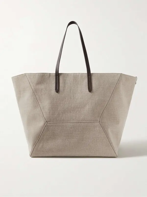 Brunello Cucinelli Leather-trimmed Canvas Tote