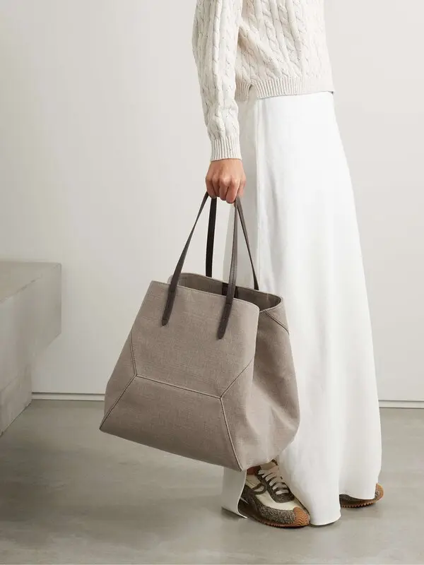 Brunello Cucinelli Leather-trimmed Canvas Tote