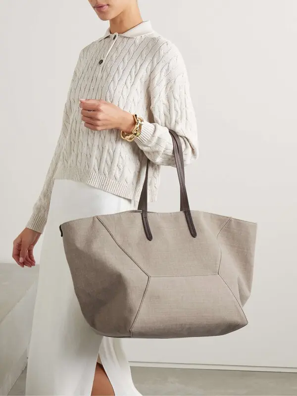 Brunello Cucinelli Leather-trimmed Canvas Tote