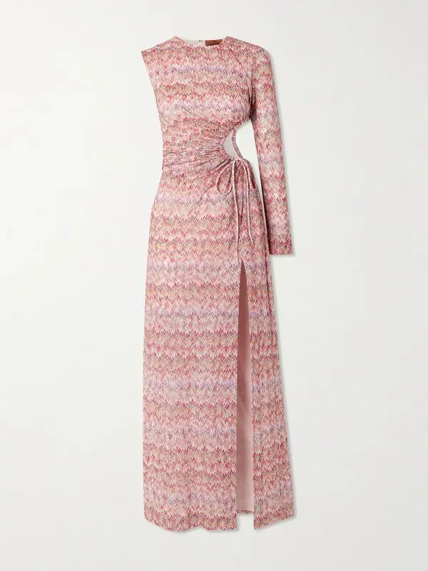 Missoni One-sleeve Crochet-knit Maxi Dress - Pink
