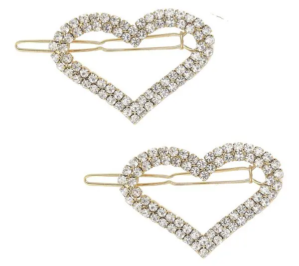 Ettika Set Of Aphrodite Heart Crystal Barrettes - One-color